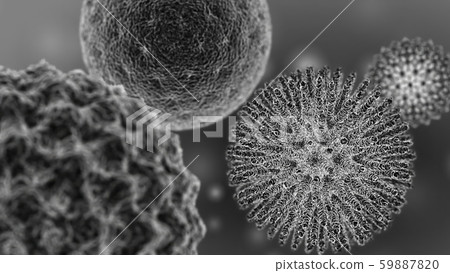 Greyscale Viruses Deatail with detph of field... - Stock Illustration ...