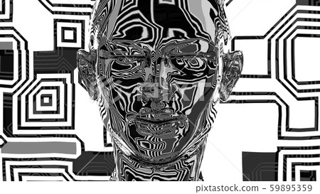 Abstract Reflective Woman Head with Closed Eyes... - Stock Illustration ...