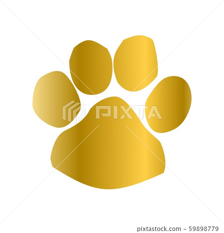 golden paw print isolated on white background - Stock Illustration ...