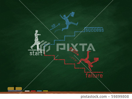 Success and failure concept drawn with chalk on... - Stock Illustration ...