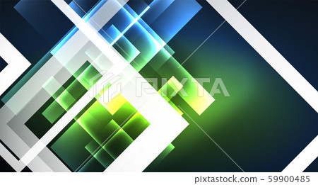 Neon glowing techno square rectangle lines,... - Stock Illustration ...