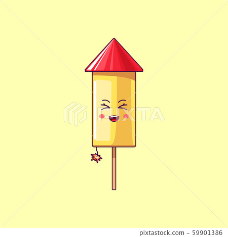 Cartoon kawaii Firework with Laughing face. Cute-插圖素材 [59901386] - PIXTA圖庫