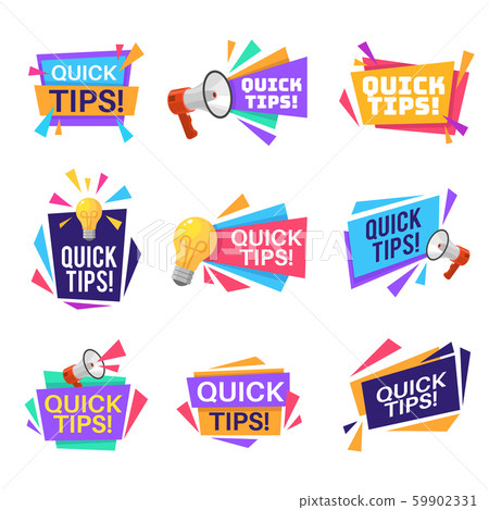 Quick tip labels. Helpful tricks and advice... - Stock Illustration ...