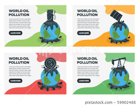 World Oil Pollution Concept Banner. Earth - Stock Illustration ...