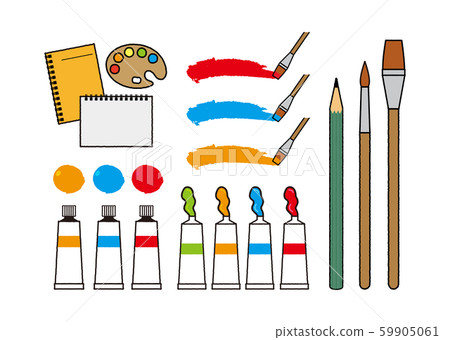 Paint art material line drawing set - Stock Illustration [59905061] - PIXTA