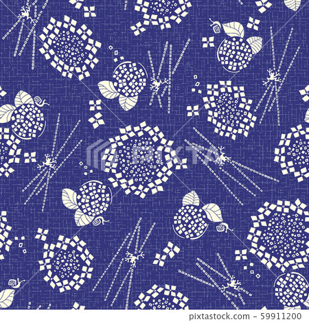 Japanese hydrangea pattern, - Stock Illustration [59911200] - PIXTA