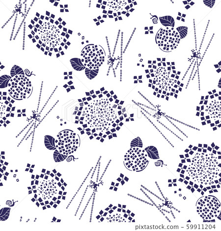 Japanese hydrangea pattern, - Stock Illustration [59911204] - PIXTA