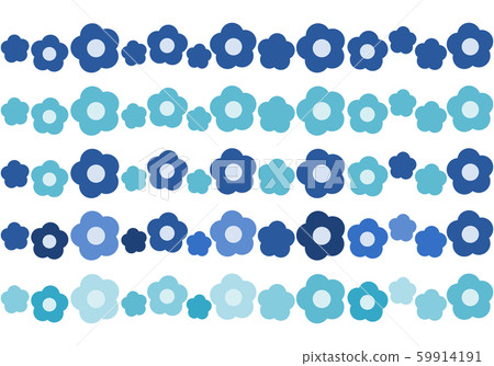 Blue and light blue flower line set - Stock Illustration [59914191] - PIXTA