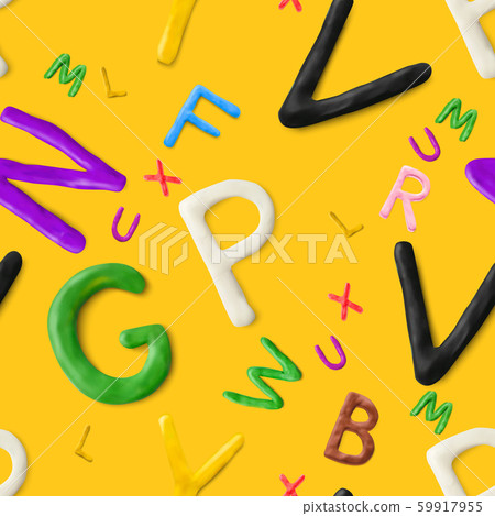 Seamless pattern with alphabet. Handmade... - Stock Illustration ...