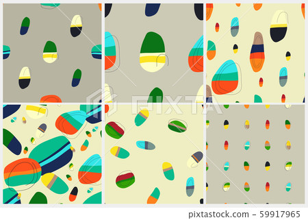 Vector seamless pattern set. Backgrounds with...-插圖素材 [59917965] - PIXTA圖庫