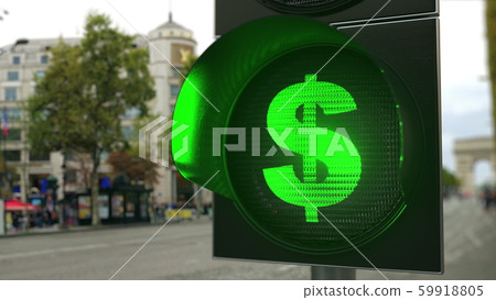 Dollar sign on green traffic light signal.... - Stock Illustration ...