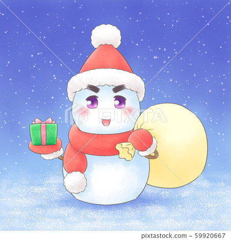 Snowman Santa, with eyebrows, with background - Stock Illustration ...