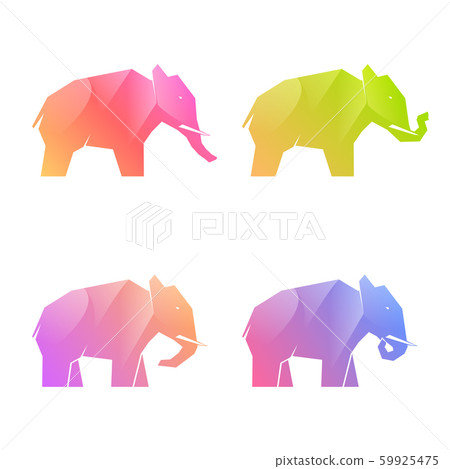 Colored gradient elephants in different poses - Stock Illustration ...