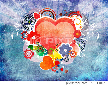 Grunge Valentines day card with hearts - Stock Illustration [59944014 ...