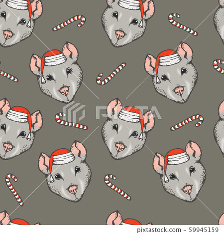 Seamless pattern with rat head - Stock Illustration [59945159] - PIXTA