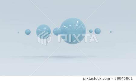 Abstract cyan blue spheres with glossy surface,... - Stock Illustration ...