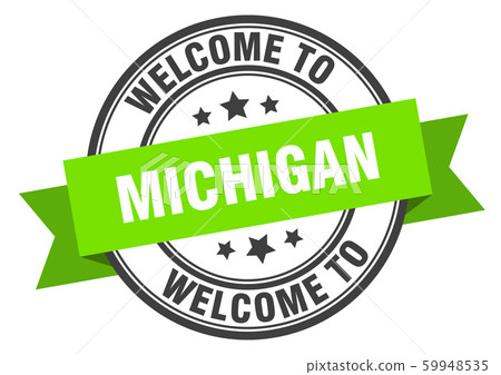 Michigan stamp. welcome to Michigan green sign - Stock Illustration ...