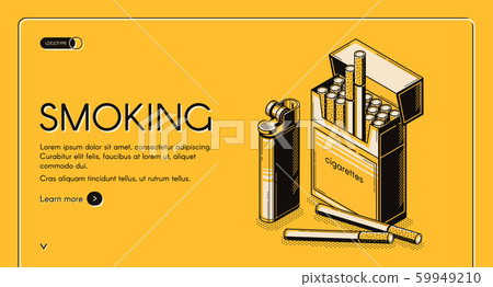 Smoking activity landing banner cigarettes package - Stock Illustration ...