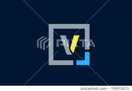 blue yellow letter V alphabet logo design icon for - Stock Illustration ...