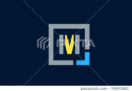 blue yellow letter M alphabet logo design icon for - Stock Illustration ...
