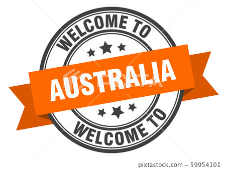 Australia stamp. welcome to Australia orange sign - Stock Illustration ...