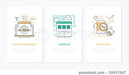 Web development - line design style banners set - Stock Illustration ...