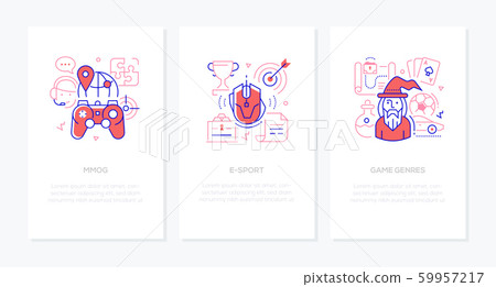 Cyber sport and gaming - line design style banners - Stock Illustration ...