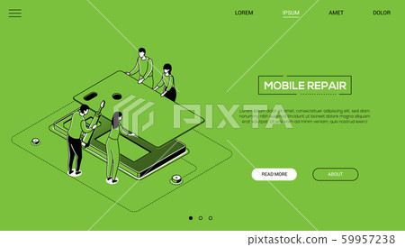 Mobile repair service - line design style... - Stock Illustration ...
