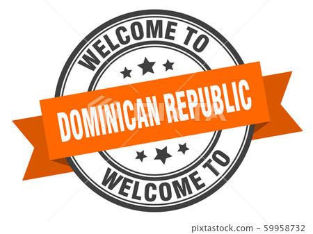Dominican Republic stamp. welcome to Dominican - Stock Illustration ...