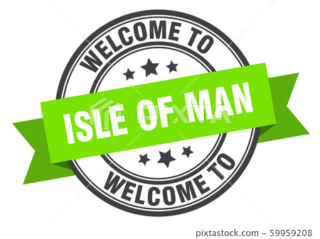 Isle Of Man stamp. welcome to Isle Of Man green - Stock Illustration ...