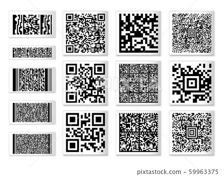 Barcode and QR Code Collection with a Random Set - Stock Illustration ...