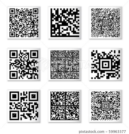 Barcode and QR Code Collection with a Random Set - Stock Illustration ...