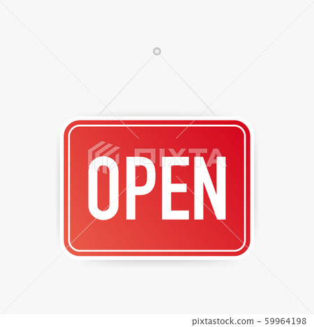 Open only hanging sign on white background.... - Stock Illustration ...
