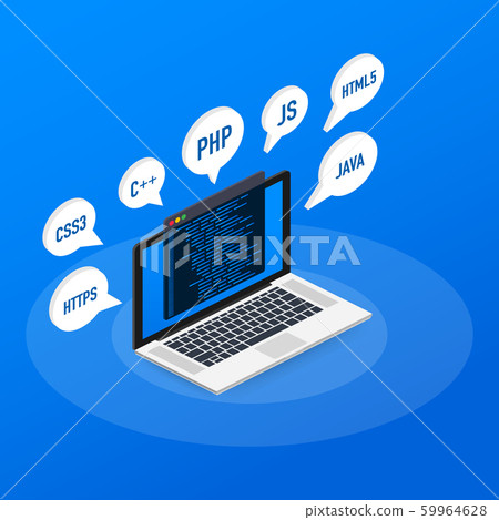 Programming, web development concept. Code on... - Stock Illustration ...