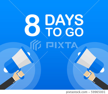 8 days to go flat icon on blue background....-插圖素材 [59965001] - PIXTA圖庫