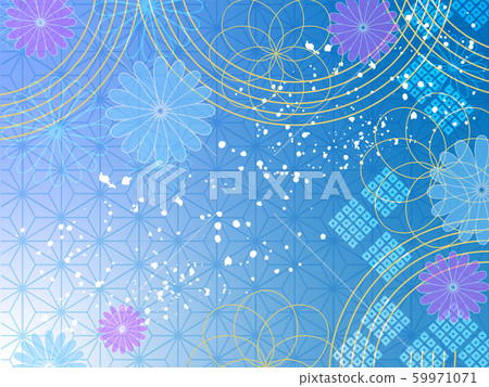 Blue japanese background material - Stock Illustration [59971071] - PIXTA