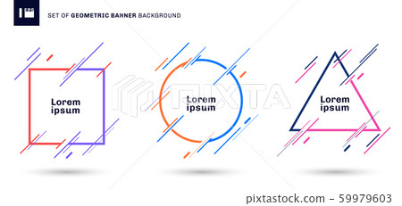 Set of colorful geometric frame triangle, circle, - Stock Illustration ...