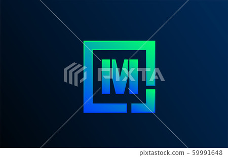 blue green letter M alphabet logo design icon for - Stock Illustration ...