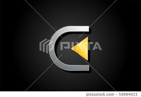 gold and silver metal letter C alphabet logo - Stock Illustration ...