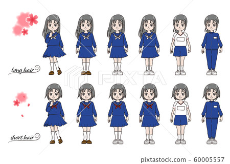 Student front (girls) - Stock Illustration [60005557] - PIXTA