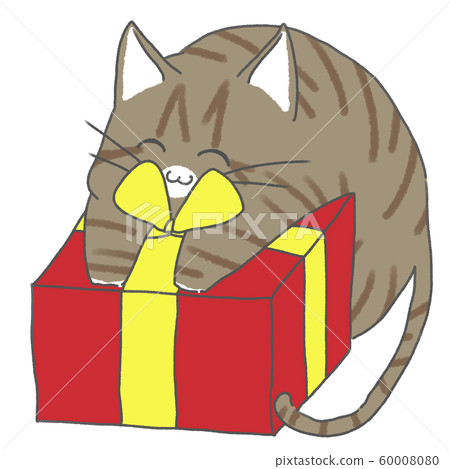 Cat and present (pheasant cat / smile) - Stock Illustration [60008080 ...
