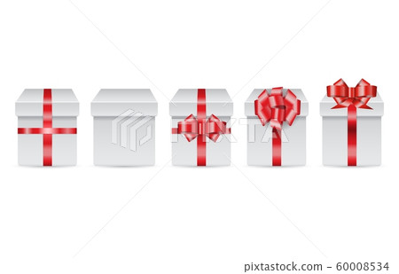 Vector line of holiday boxes with red bows for - Stock Illustration ...