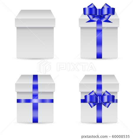 Vector set of holiday boxes with blue bows and - Stock Illustration ...