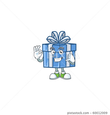Call me cute blue gift box mascot cartoon style-插圖素材 [60012009] - PIXTA圖庫