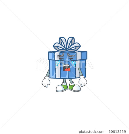 Sad Crying blue gift box cartoon character... - Stock Illustration ...
