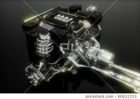 engine and other parts visible in car - Stock Illustration [60012353 ...