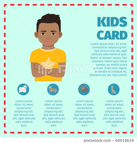 Kids card template with black kid - Stock Illustration [60018619] - PIXTA