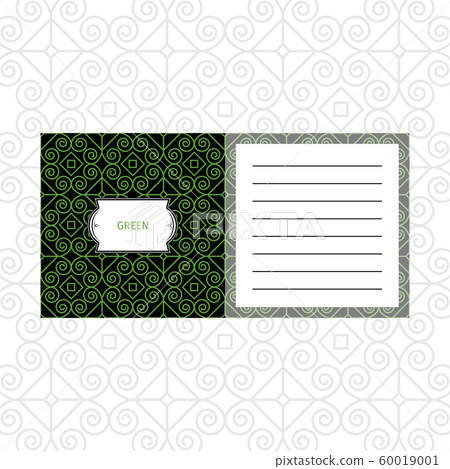 Notepad design with green geometric pattern - Stock Illustration ...