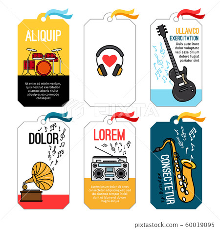 Music tags or musical labels or banners with... - Stock Illustration ...