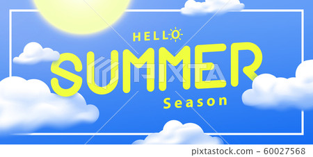 Hello summer season on the sky with cloud... - Stock Illustration ...
